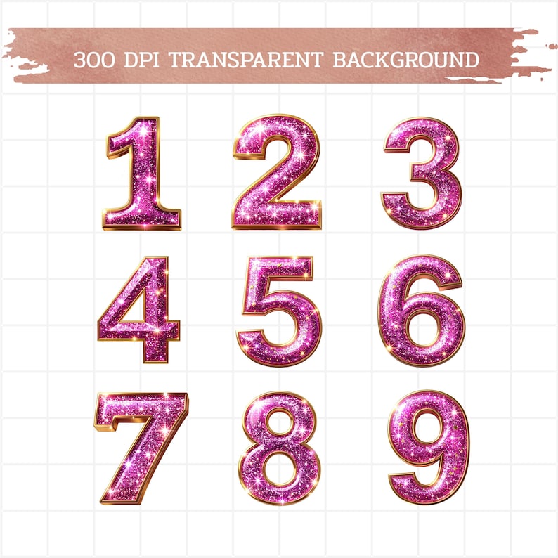 Pink Glitter Alphabet & Numbers: Glam PNG Clipart (digital Download) - Etsy