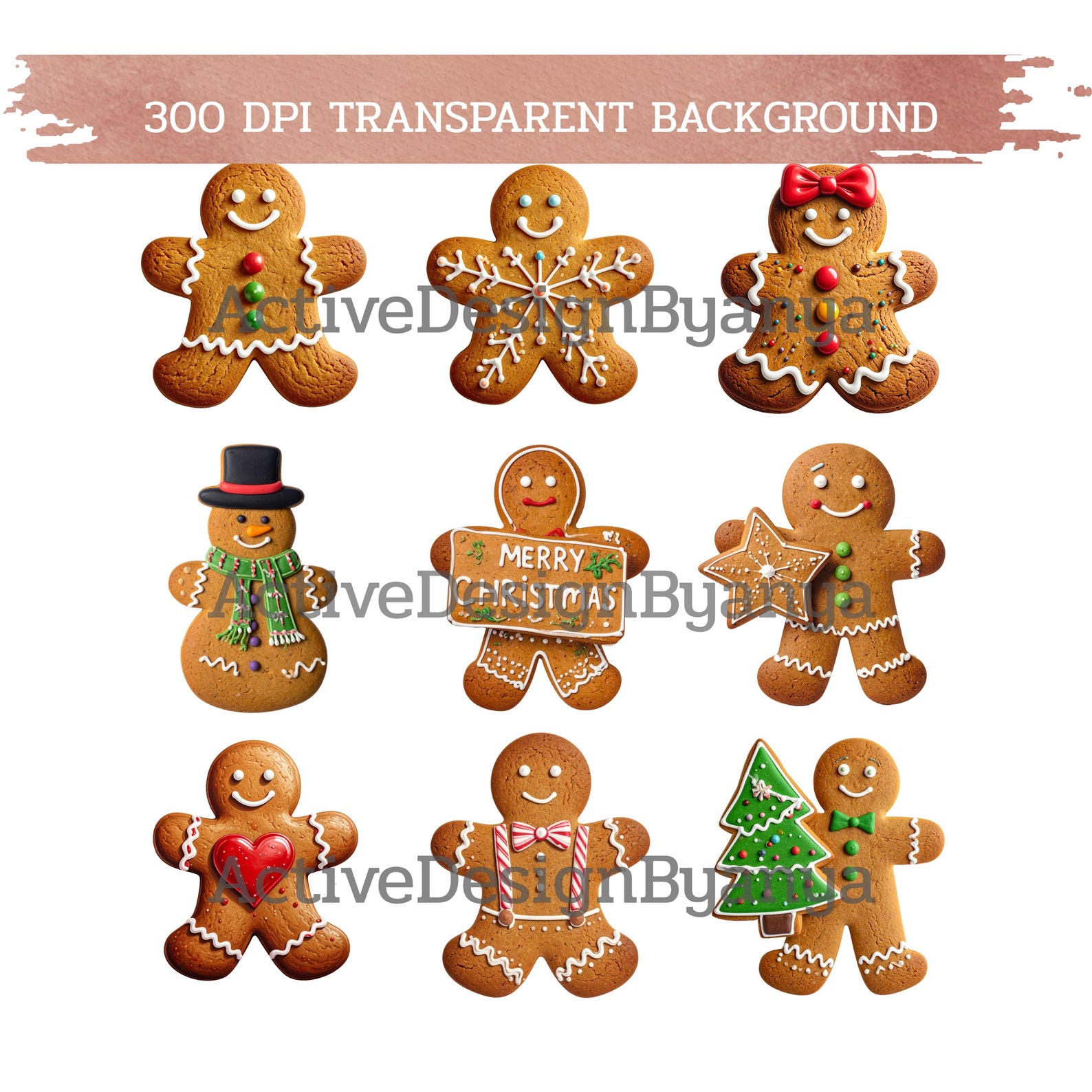 Gingerbread Alphabet & Numbers PNG: Christmas Cookie Clipart (digital ...