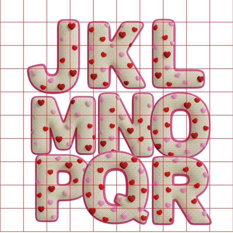 Pink Heart Alphabet PNG, Cute Valentine Letters & Numbers, Knitted ...