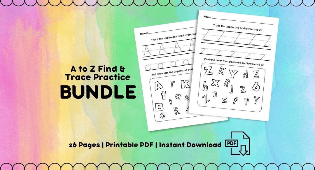 A to Z Find and Trace Worksheets ABC Tracing Printable PDF Teachers ...
