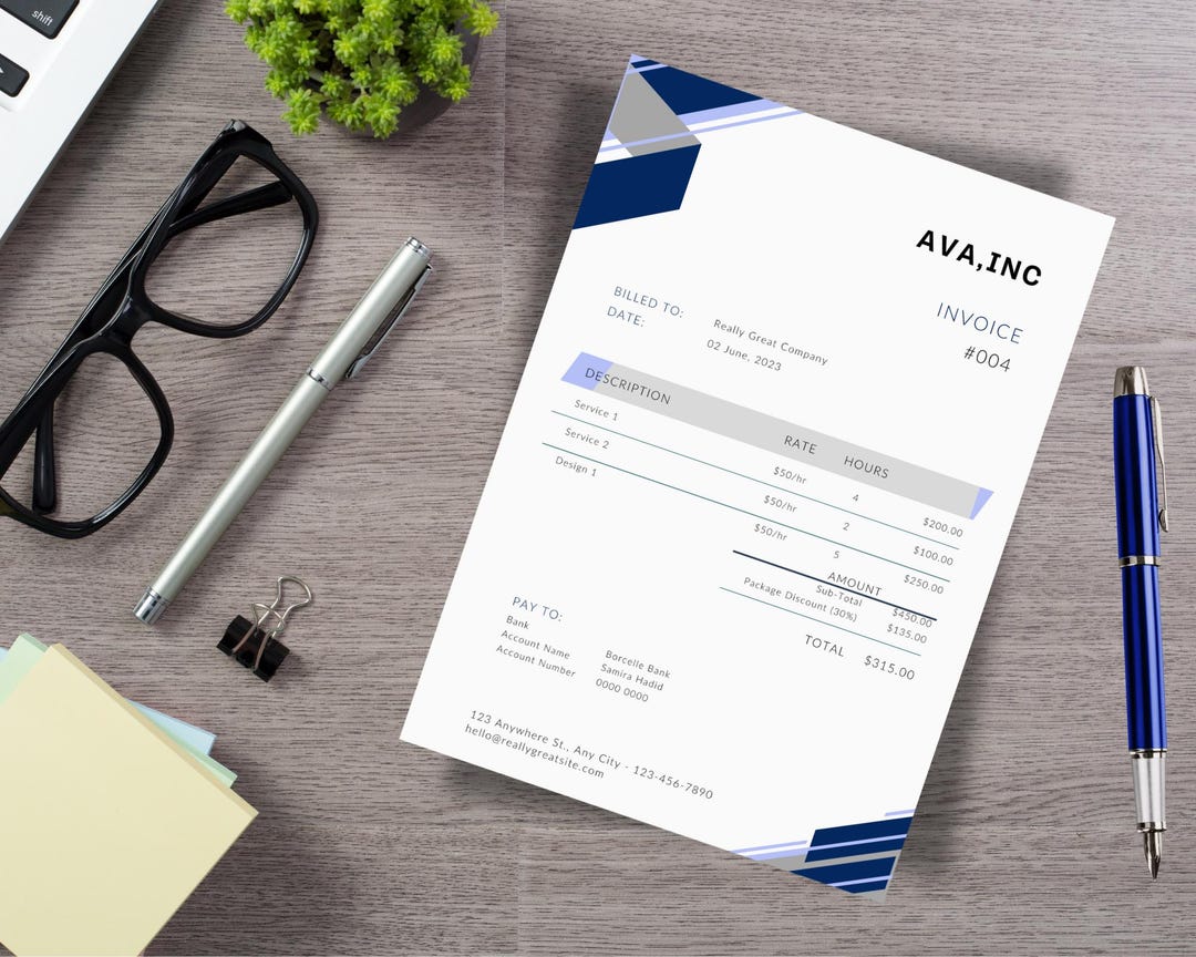 Invoice Template | Professional Billing Statement | Customizable PDF ...