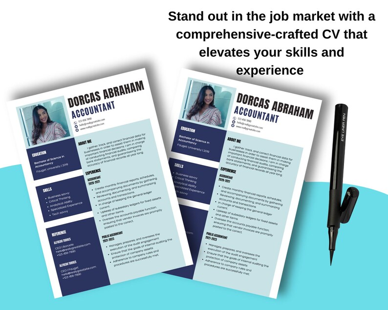 Resume CV Template | Professional Canva Template | Instant Download | Customizable | Job ...