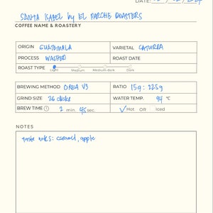 Printable Coffee Tasting Sheet, Coffee Log Journal, Coffee Journal PDF ...