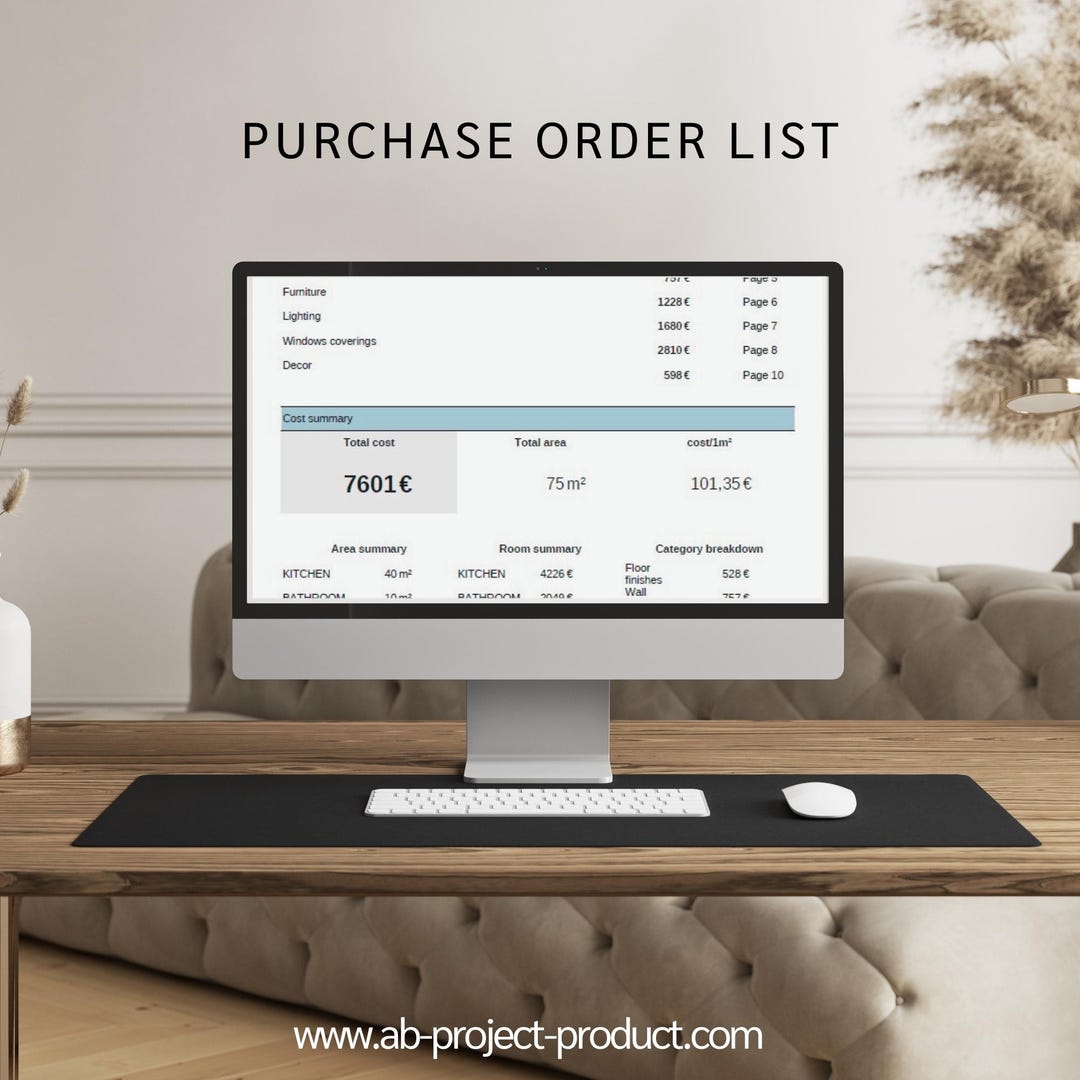 Interior Design Order List House Products Purchase Sheet Google ...