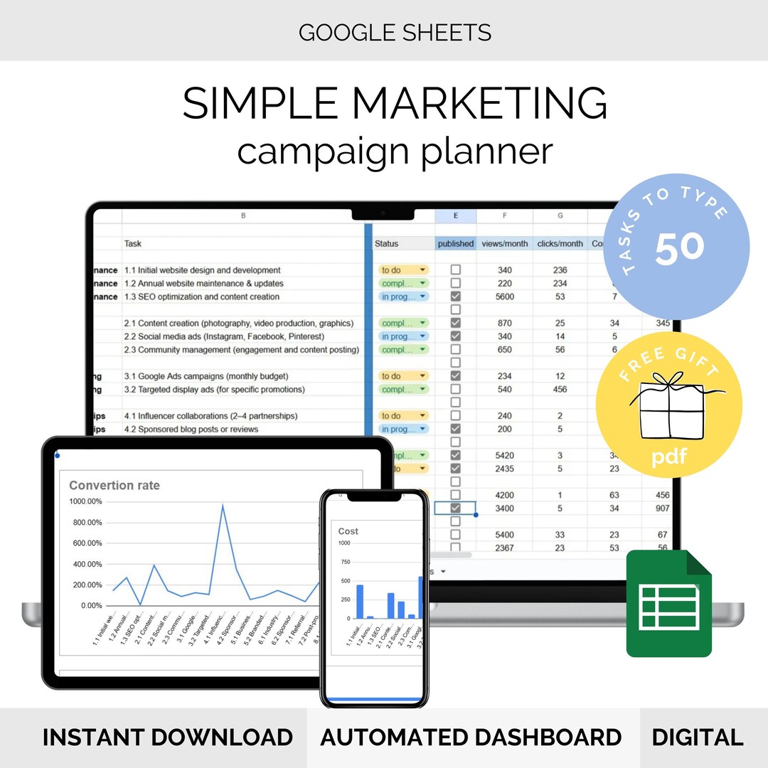 Marketing Template | Digital Marketing Organizer | Marketing Campaign ...