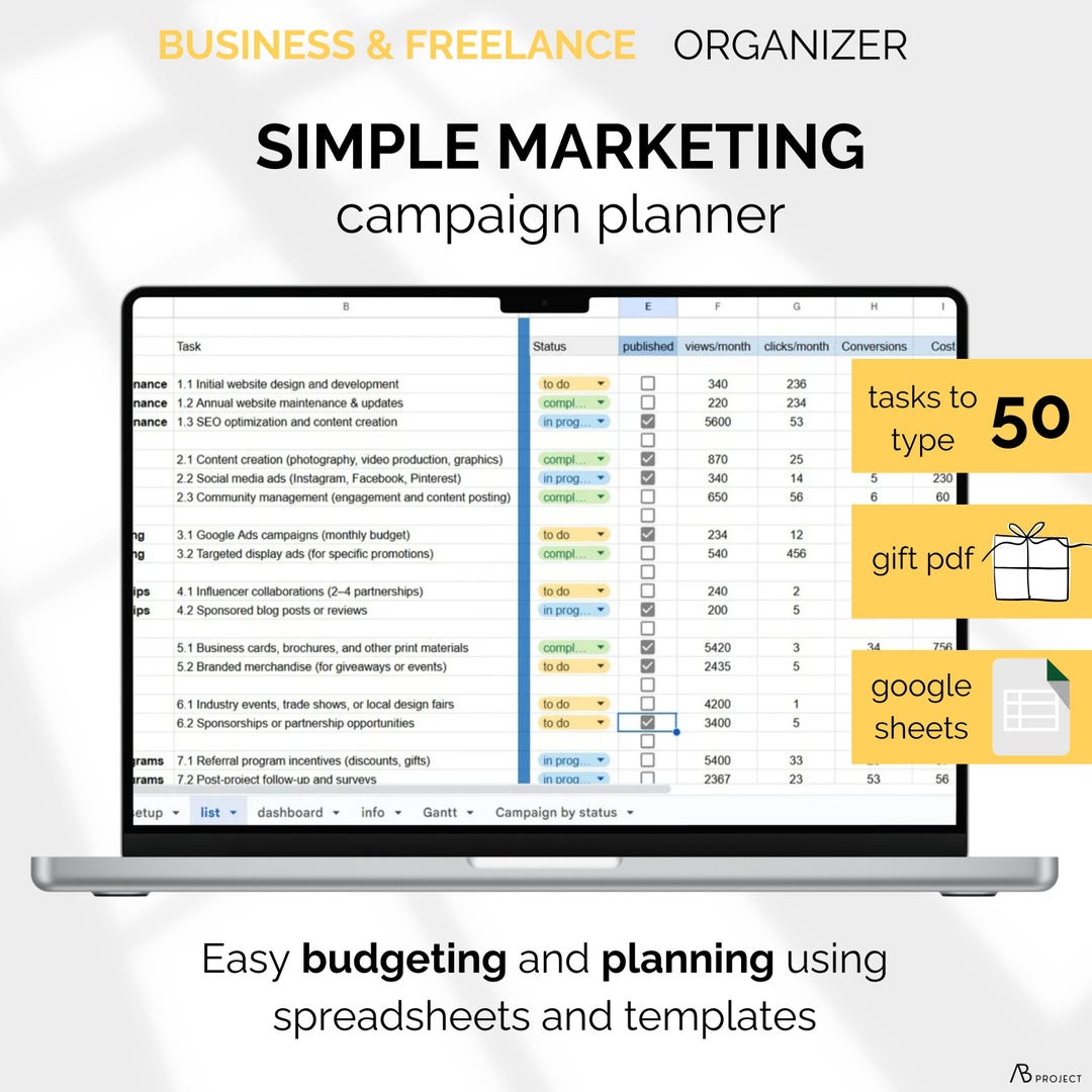 Marketing Easy Template | Digital Marketing Organizer | Marketing ...