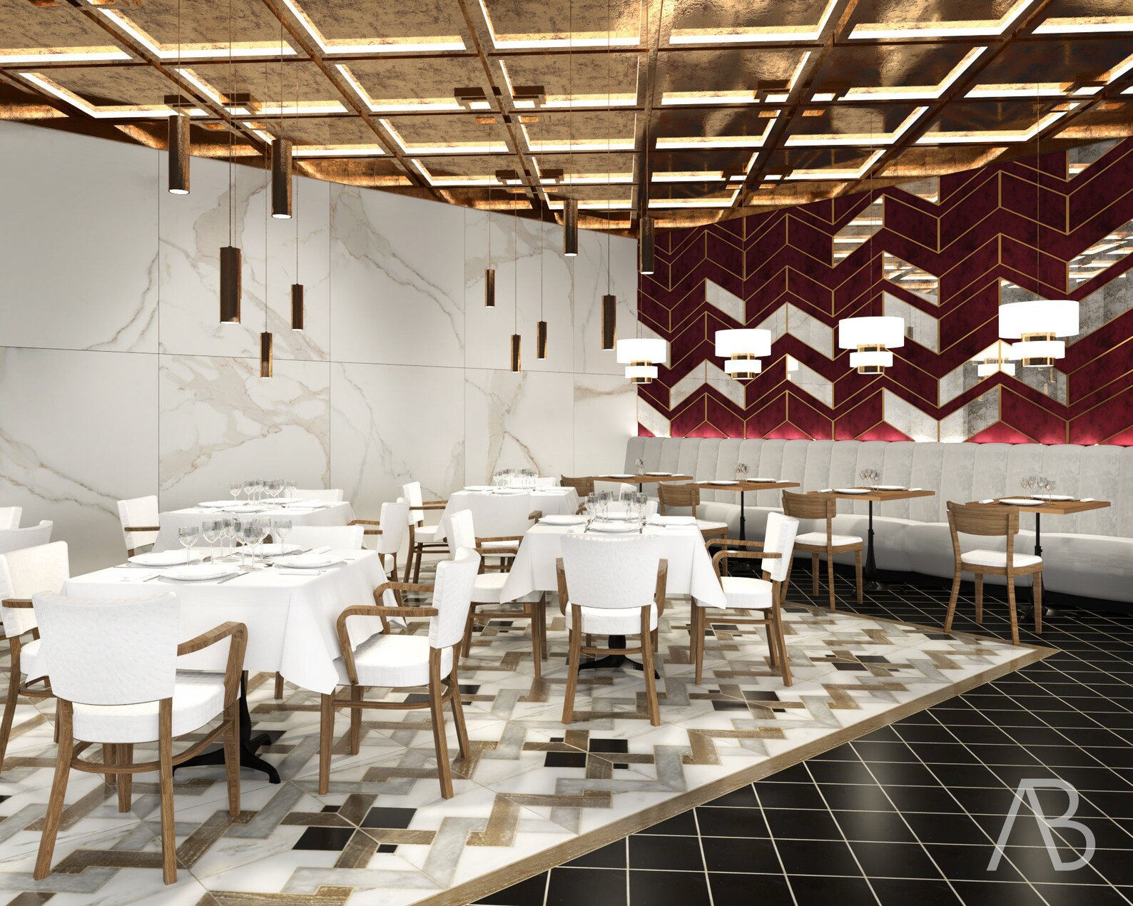 Restaurant Design 3D Visualization Render Idea Interior Design ...