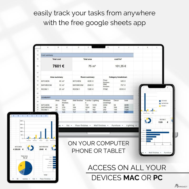 Interior Design Purchase List – Home Products Order Tracker, Google ...