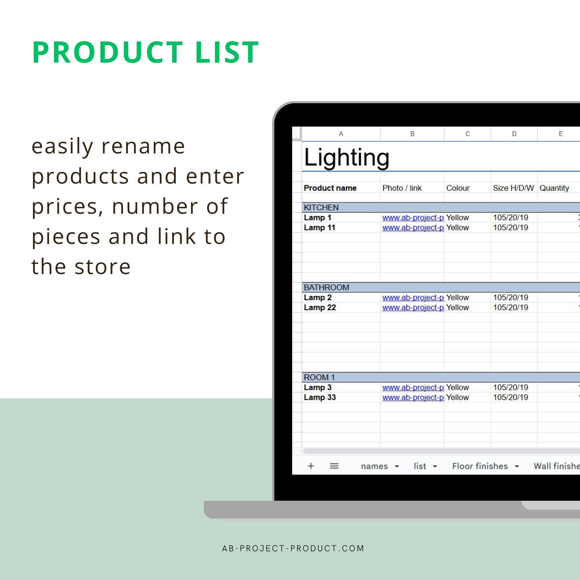 Order List Template Interior Design Order List House Products Purchase ...