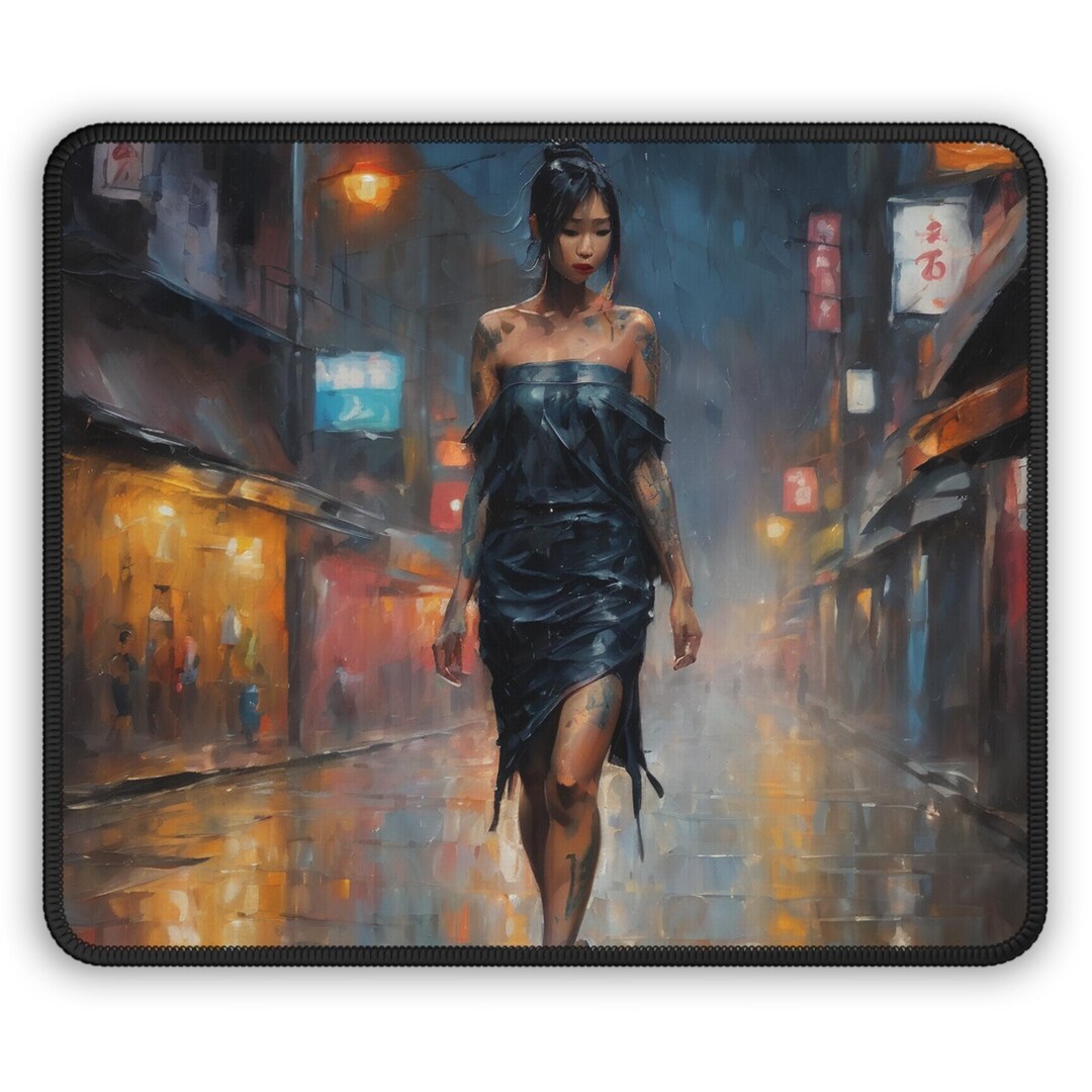 Cityscape Gaming Mouse Pad, Unique Gamer Desk Mat for Rainy Day Vibes ...
