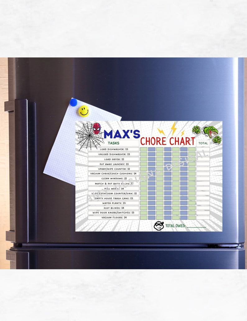 Editable Chore Chart-digital Download-chore Chart for Kids-behavior ...