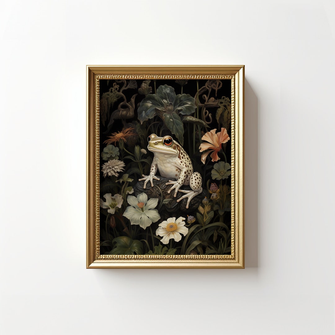 William Morris Frog Print | Frog Portrait Painting | Moody White Frog ...
