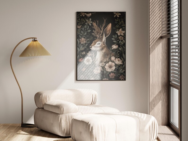 Jackalope Mythology Folklore Print, Cottagecore Decor, Fairy Wall Art ...