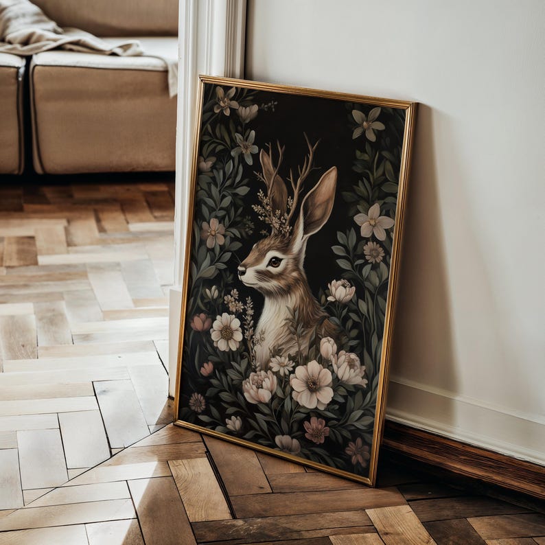 Jackalope Mythology Folklore Print, Cottagecore Decor, Fairy Wall Art ...