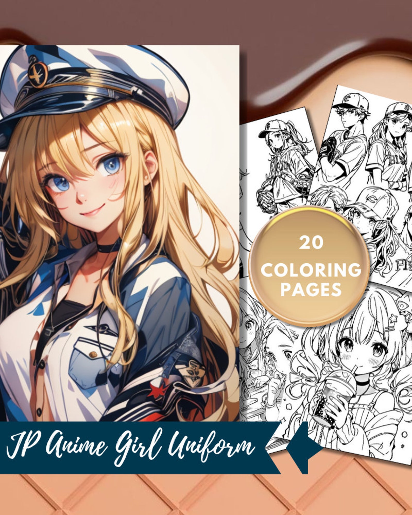 JP Anime Girl Uniform Part 1 20 Page Cute Fantasy Coloring Book ...