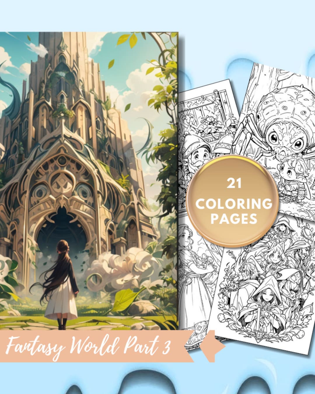 Fantasy World Part 3 21 Page Cute Fantasy Coloring Book, Coloring Pages ...