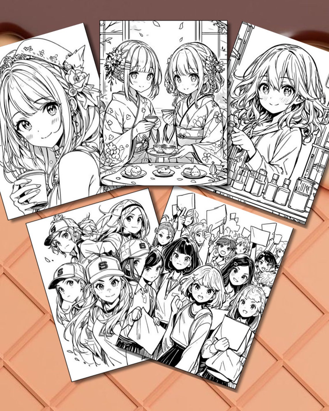 JP Anime Girl Uniform Part 1 20 Page Cute Fantasy Coloring Book ...