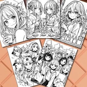 JP Anime Girl Uniform Part 1 20 Page Cute Fantasy Coloring Book ...