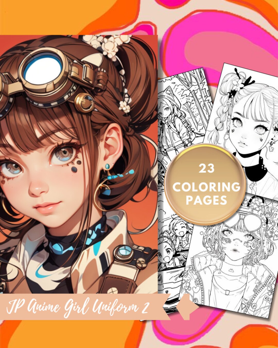 JP Anime Girl Uniform Part 2 23 Page Cute Fantasy Coloring Book ...