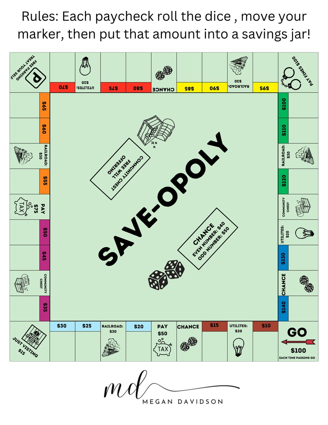 Save Money Template Save-opoly - Etsy