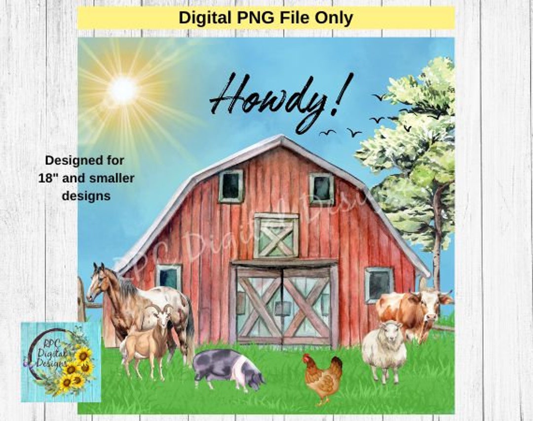 Barn Animals Digital Download Wreath Sign, Farm Lifestyle Square PNG ...