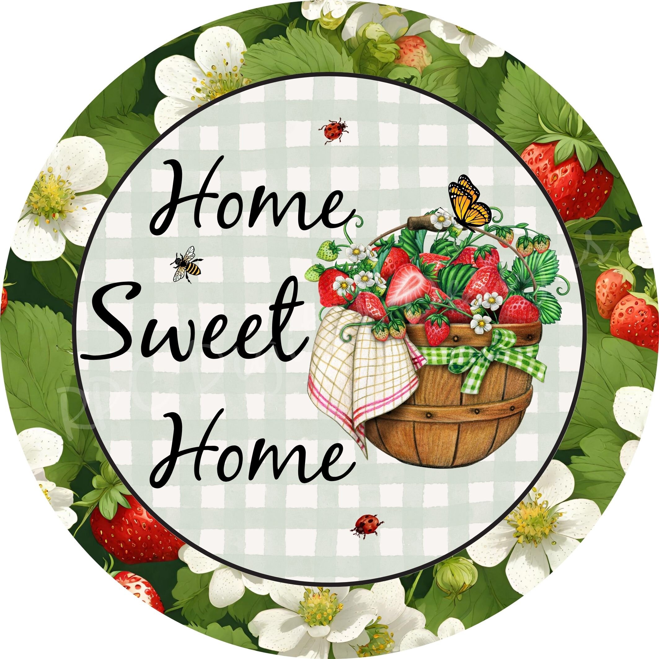 Summer Strawberries Digital Download Round Sign, Strawberry Plant PNG ...