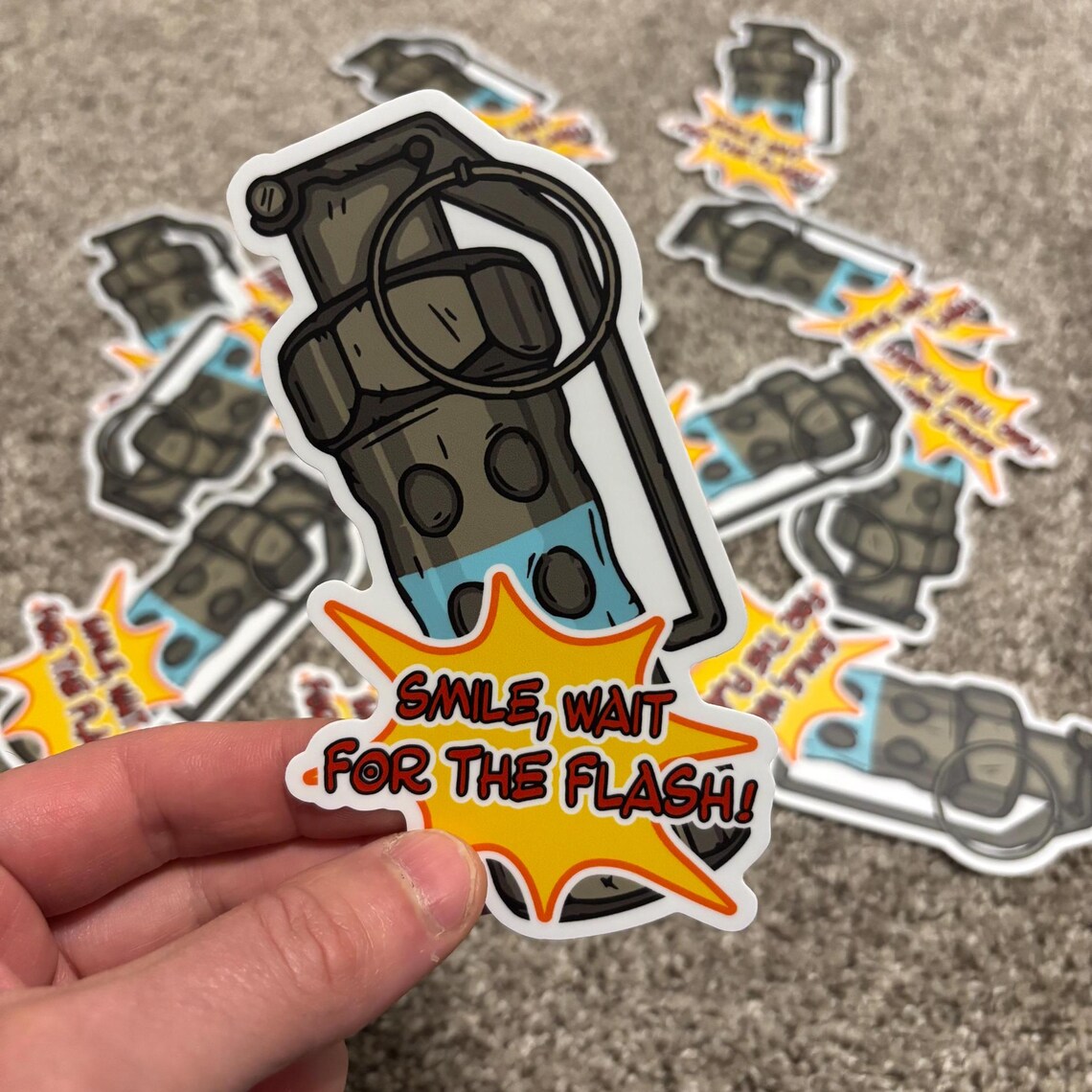 Flashbang Smile Wait for the Flash Sticker - Etsy