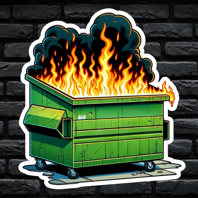 Dumpster Fire Sticker - Etsy