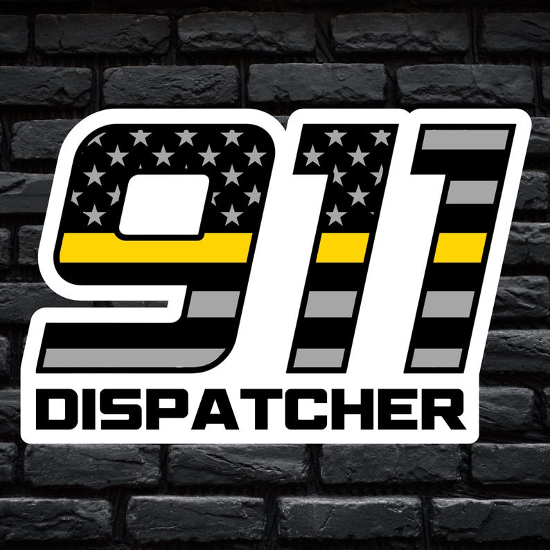 911 Dispatcher Thin Gold Line Sticker - Etsy