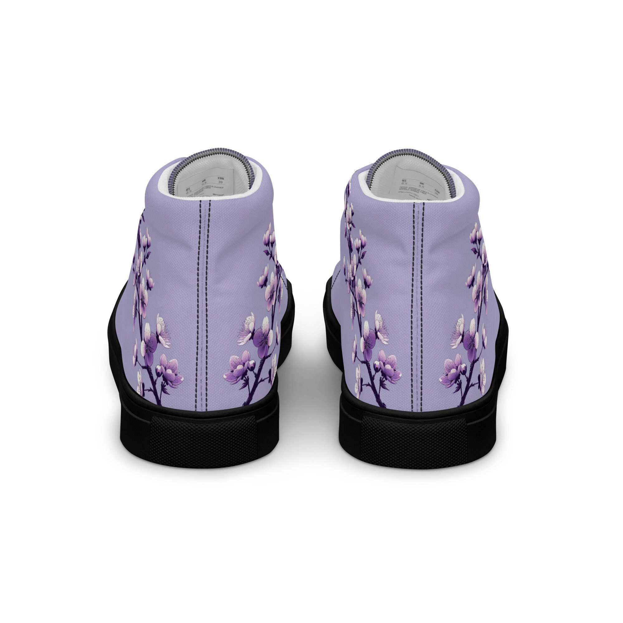 Violet Cherry Blossom Women's High Top Canvas Shoes Fashionable Floral ...