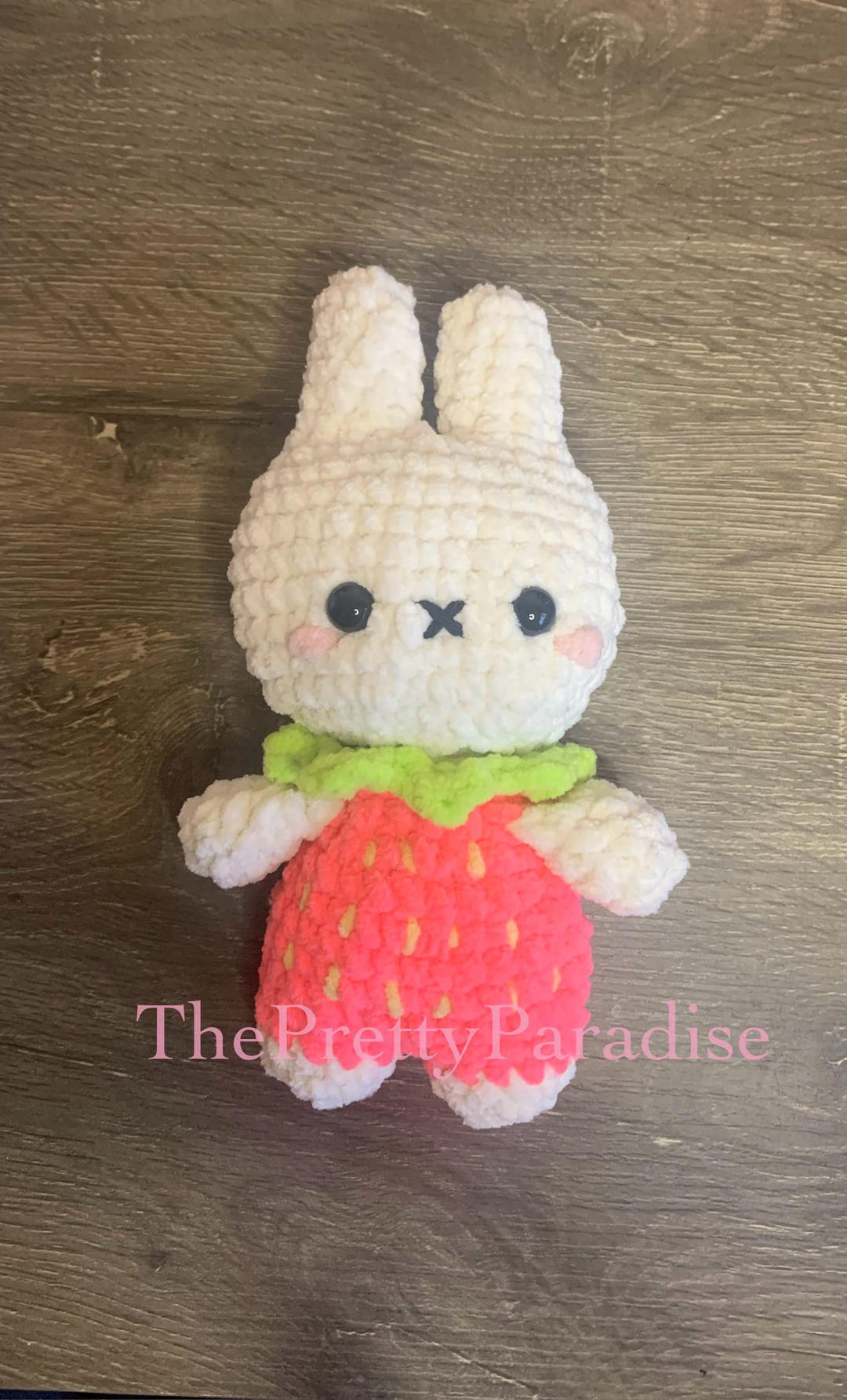 Strawberry Bunny Plushie Crochet Handmade Rabbit Doll - Etsy