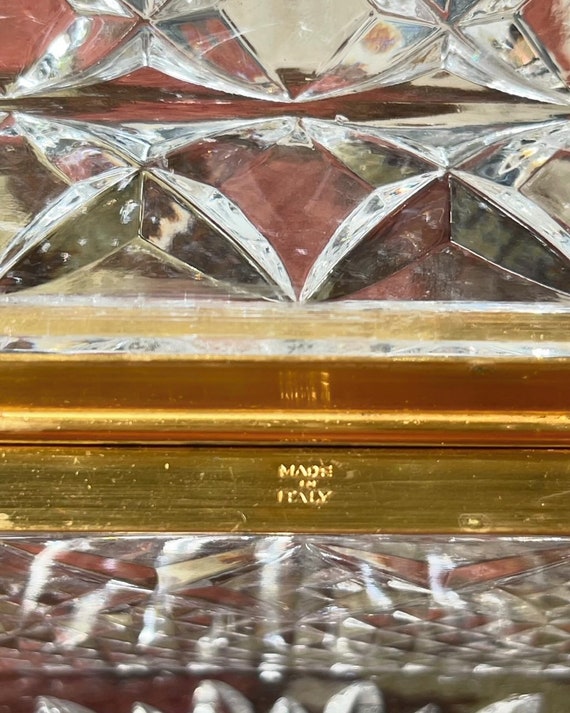 Antique Italian Lead Crystal and Brass Jewelry Casket… - Gem