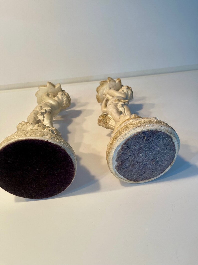 Antique Cast Resin Cherub Candle Holders/candlesticks - Angel ...