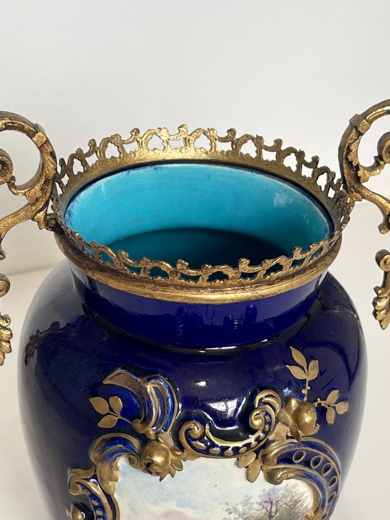 Antique Signed Hand Painted Porcelain and Gilt Bronze French Sevres ...