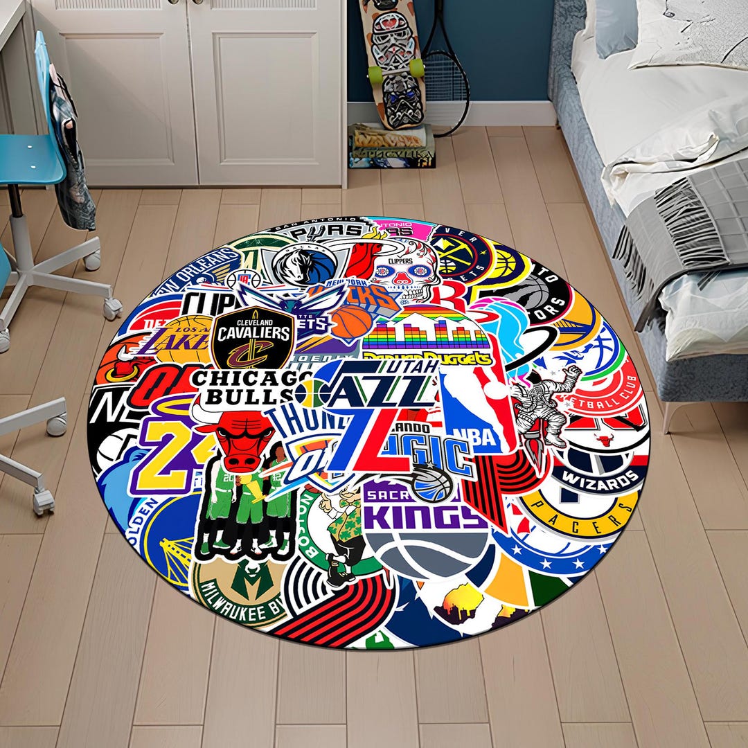 Nba Team Rug,basketball Rug,boys Room Rug,sport Rug,round Rug,custom ...
