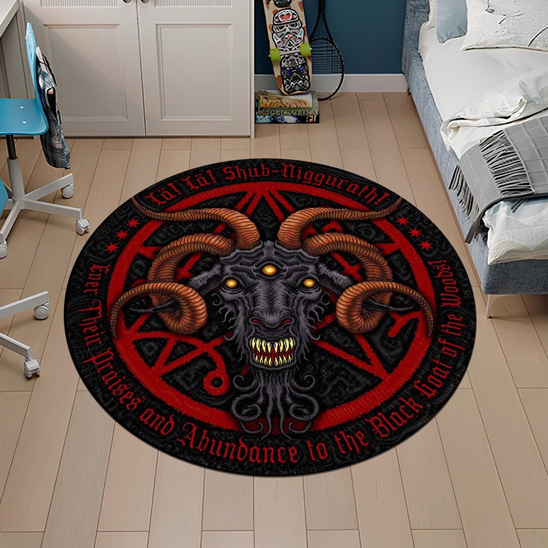Devil Rug, Satanic Rug, Demon Rug, Gothic Rug, Round Rug, Horror Decor ...