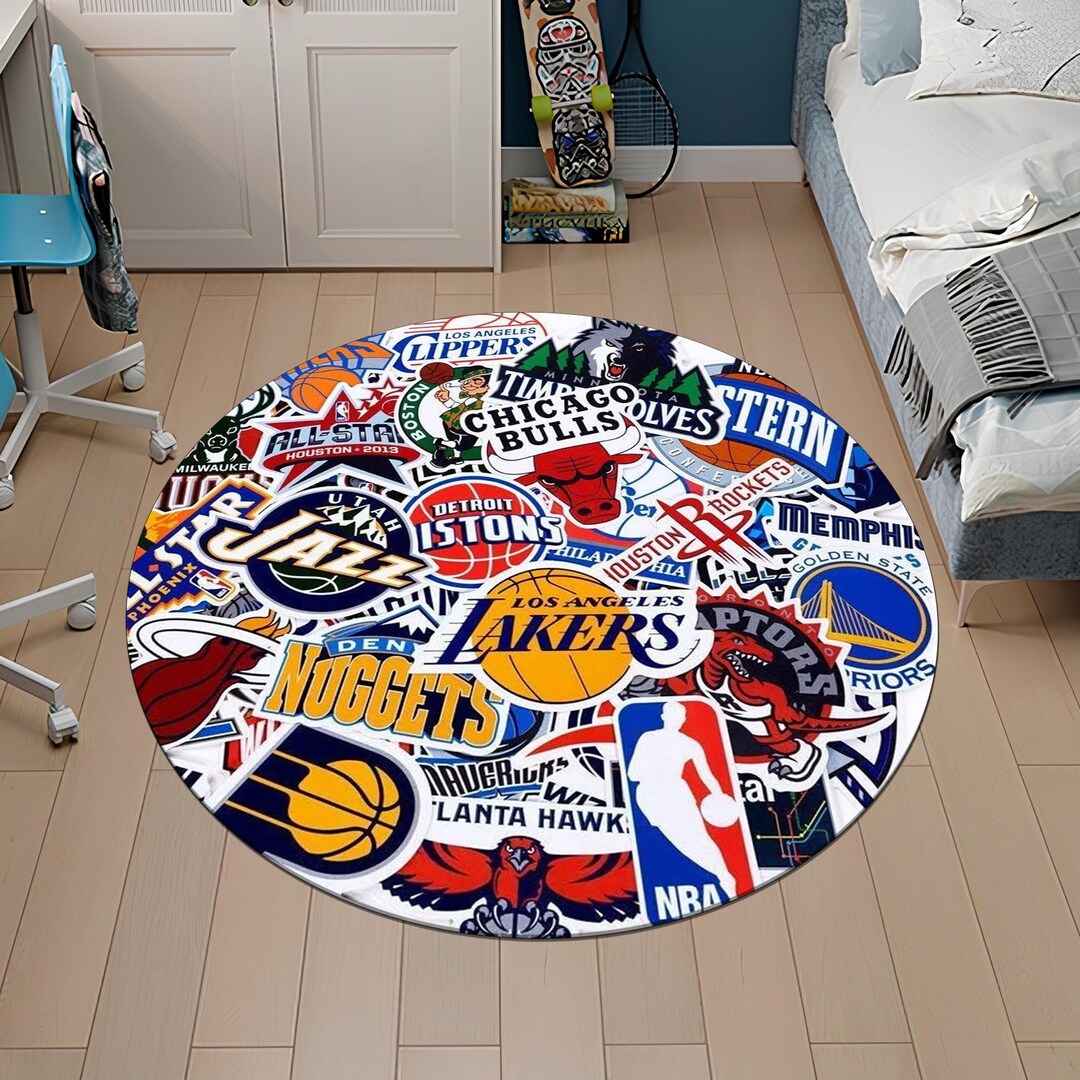 Nba Team Rug,basketball Rug,boys Room Rug,sport Rug,round Rug,custom ...