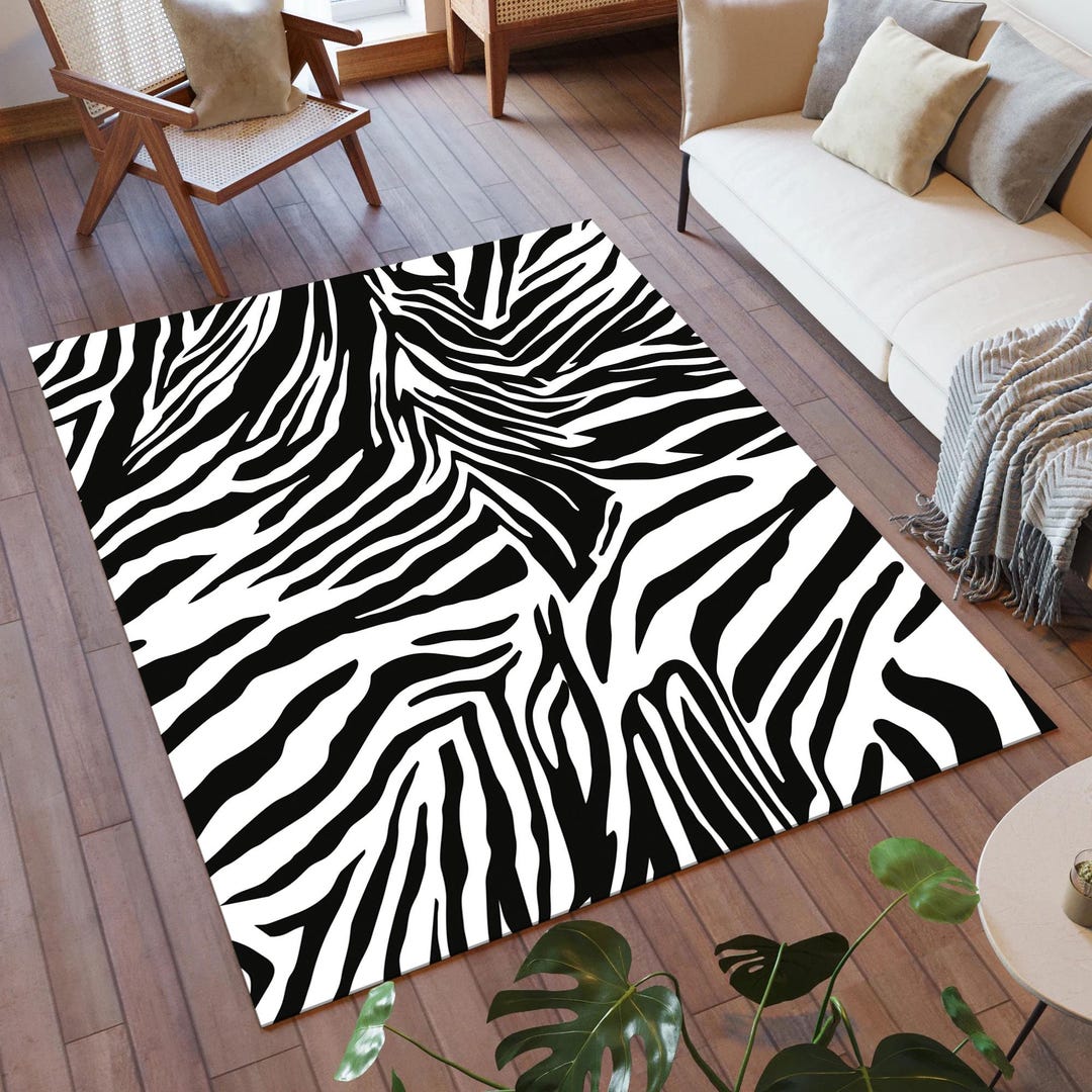 Animal Pattern Rug,zebra Pattern Rug,aesthetic Rug,modern Rug,black and ...