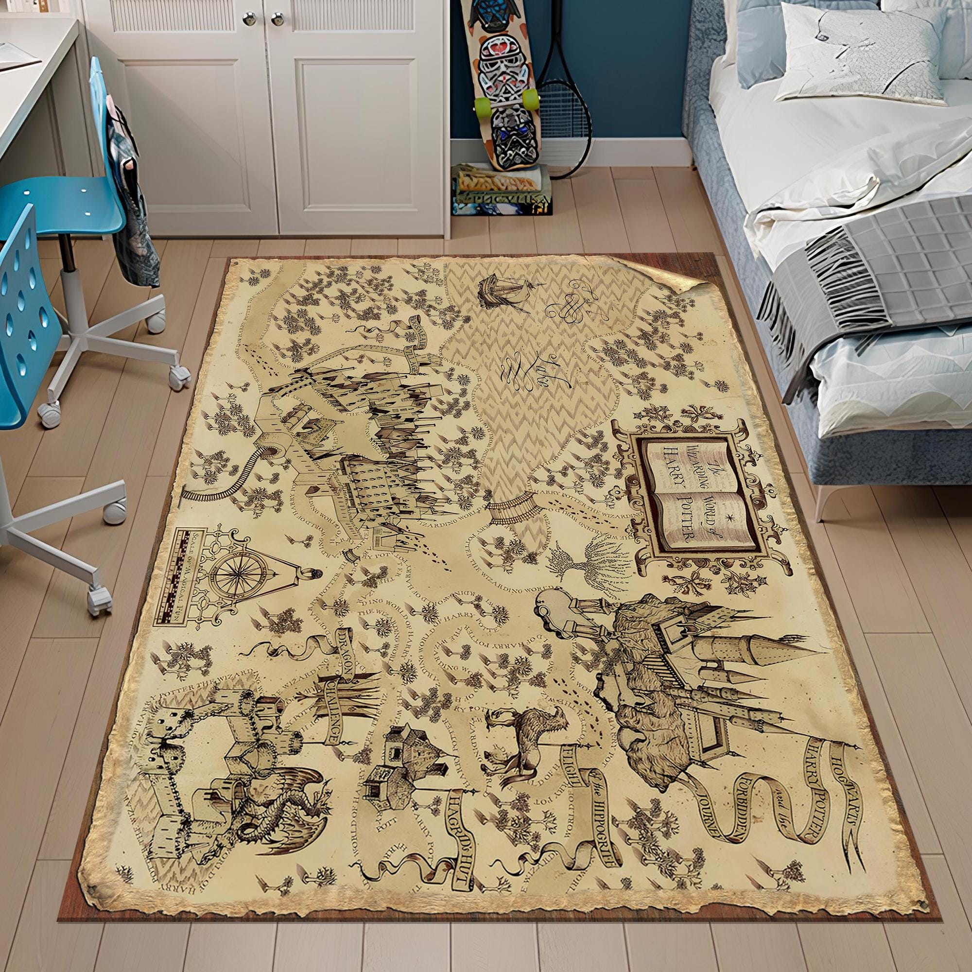 Wizarding World Map,witchcraft School Rug,harry Rug,magic Rug,map Rug ...