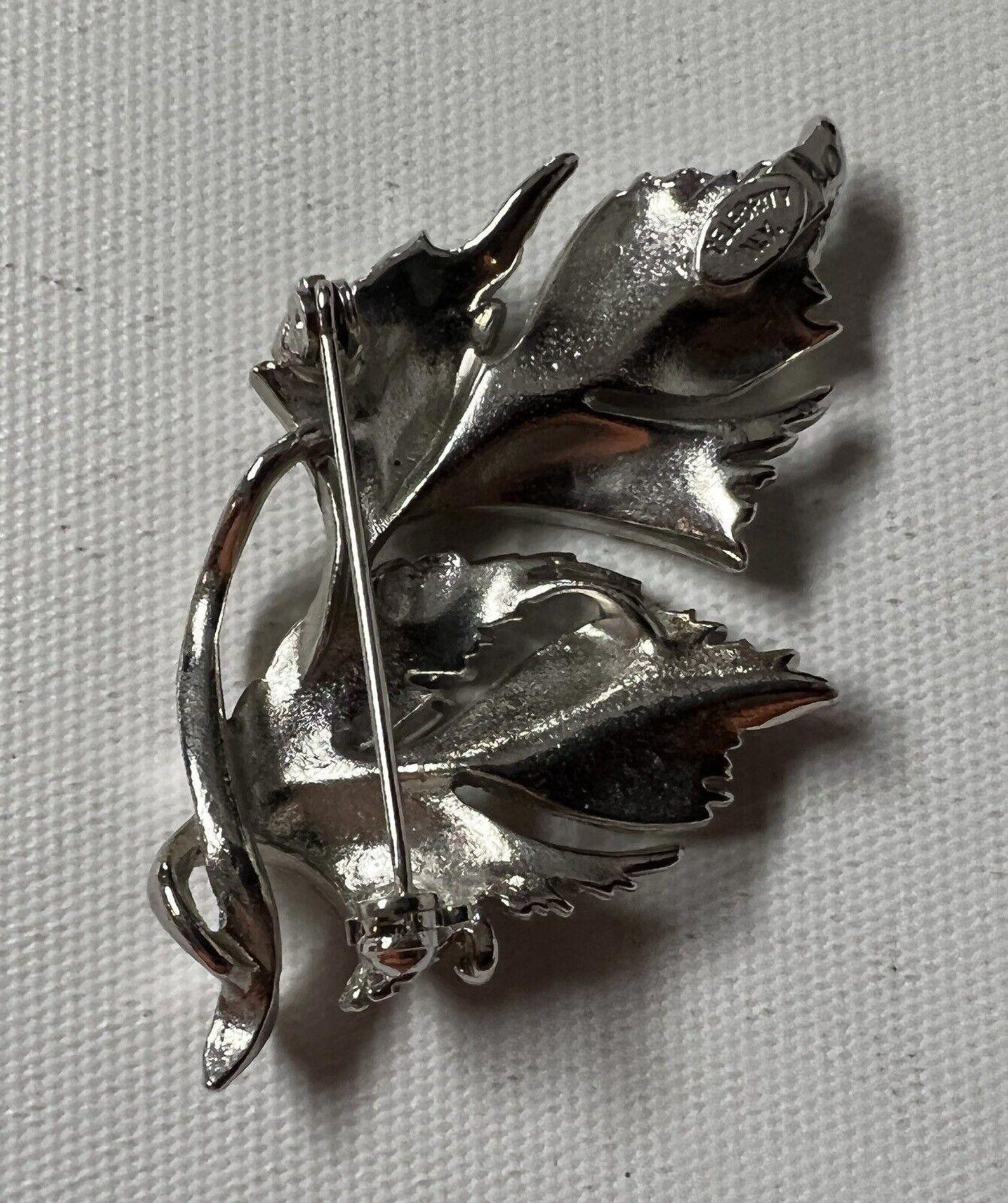 Celebrity NY Silver Tone Wavy Leaf Pin Brooch - Etsy