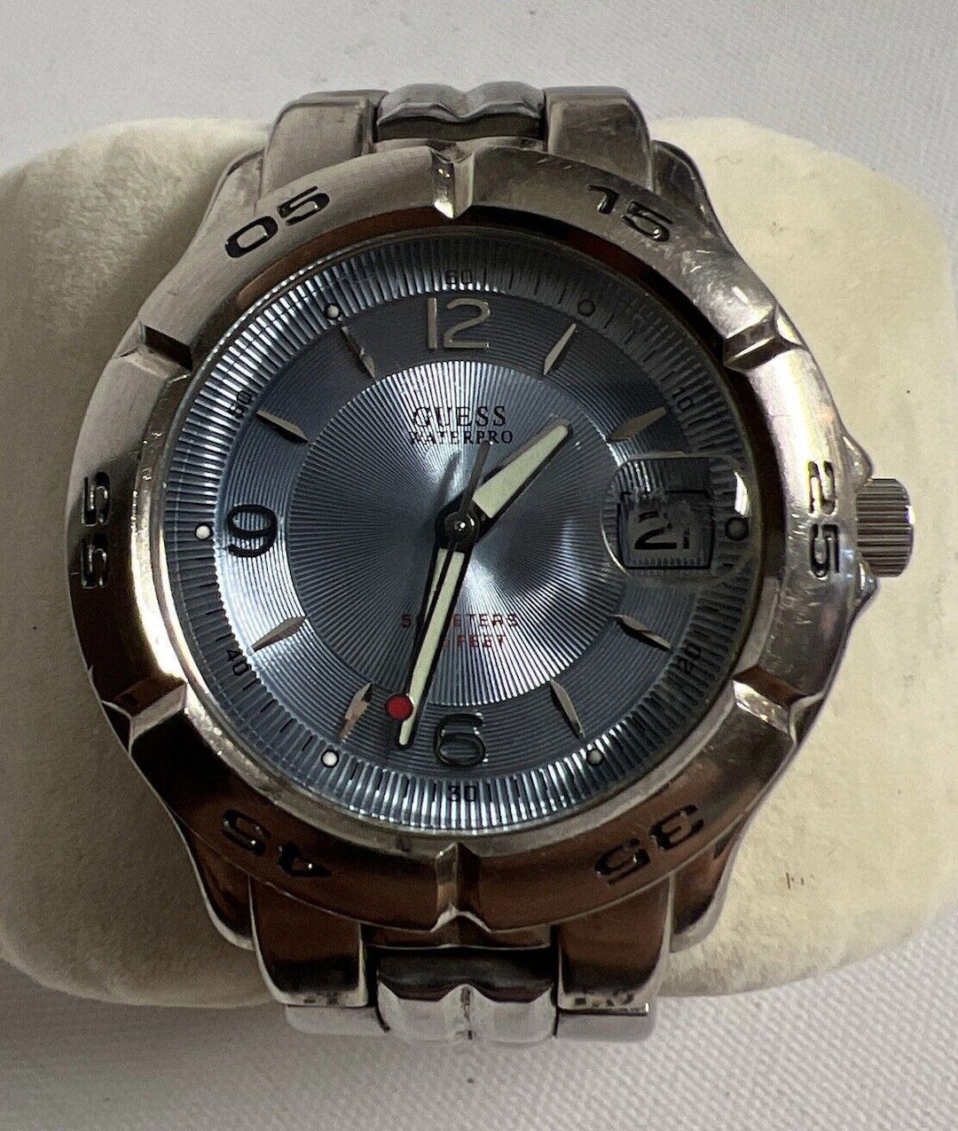 Guess Men’s Waterpro Light Blue Dial Stainless Steel Wrist Watch NEW ...