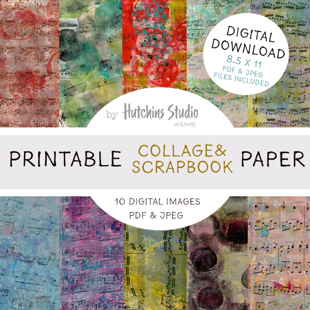 10 Printable Collage Pages Scrapbook Paper Download Downloadable ...