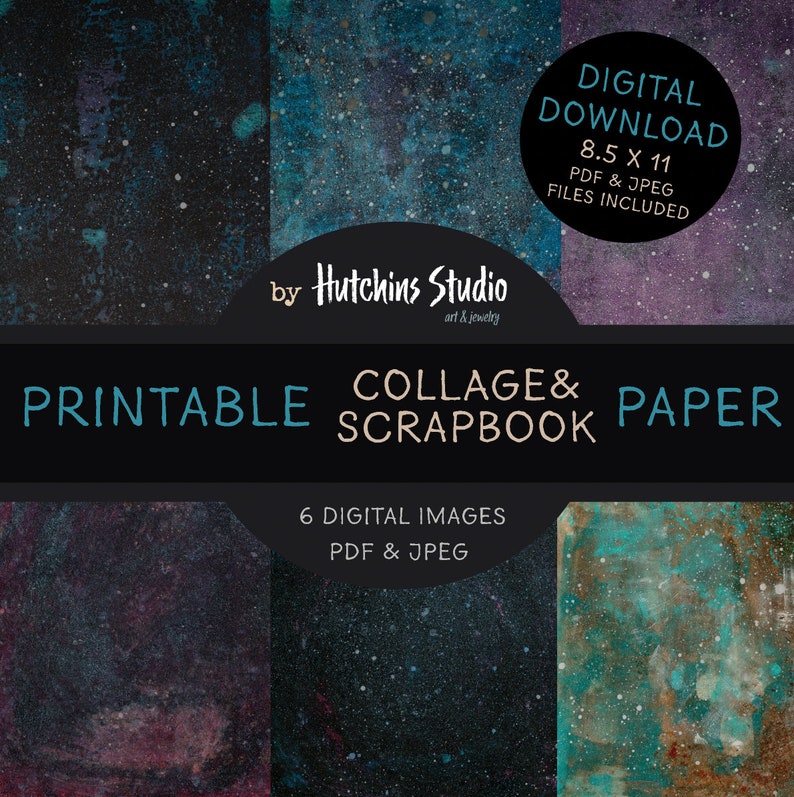 6 Printable Collage Pages Scrapbook Paper Download Mixed Media Collage ...