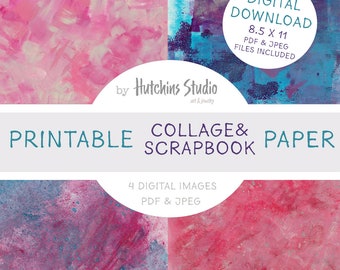 6 Printable Collage Pages Scrapbook Paper Download Mixed Media Collage ...
