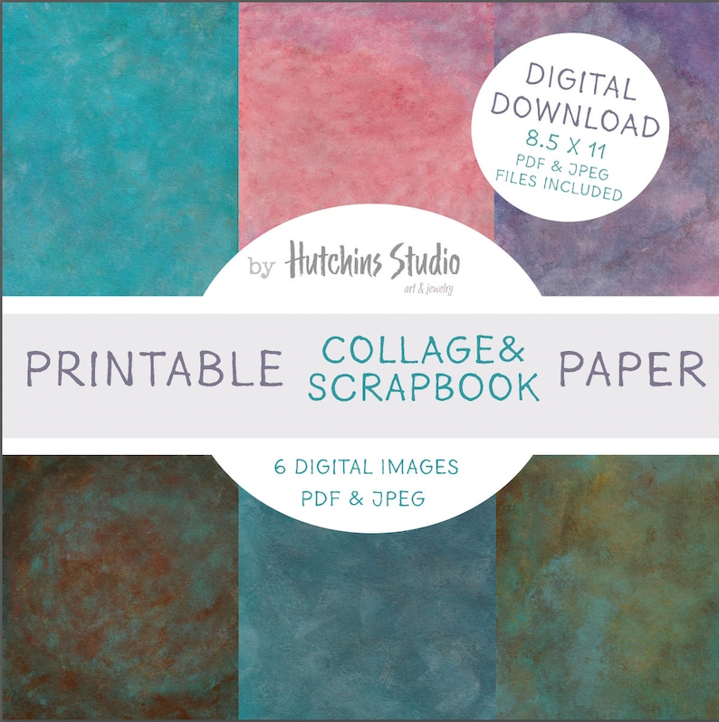 6 Printable Collage Pages Scrapbook Paper Download Mixed Media Collage ...
