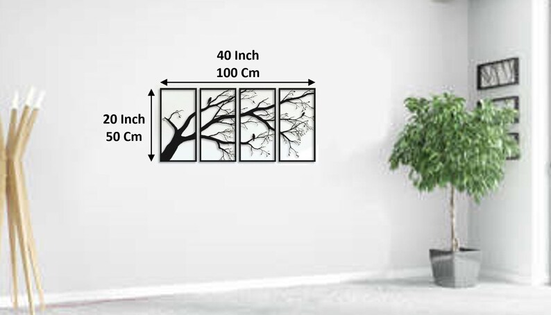 Tree of Life 4 Pannel Metal Wall Art Wall Decor, Tree Design, House ...