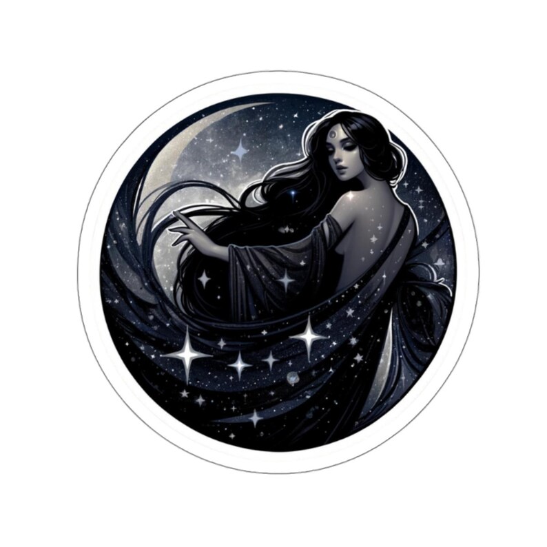 Celestial Night Goddess Nyx Sticker - Greek Mythology - Mystical Night ...
