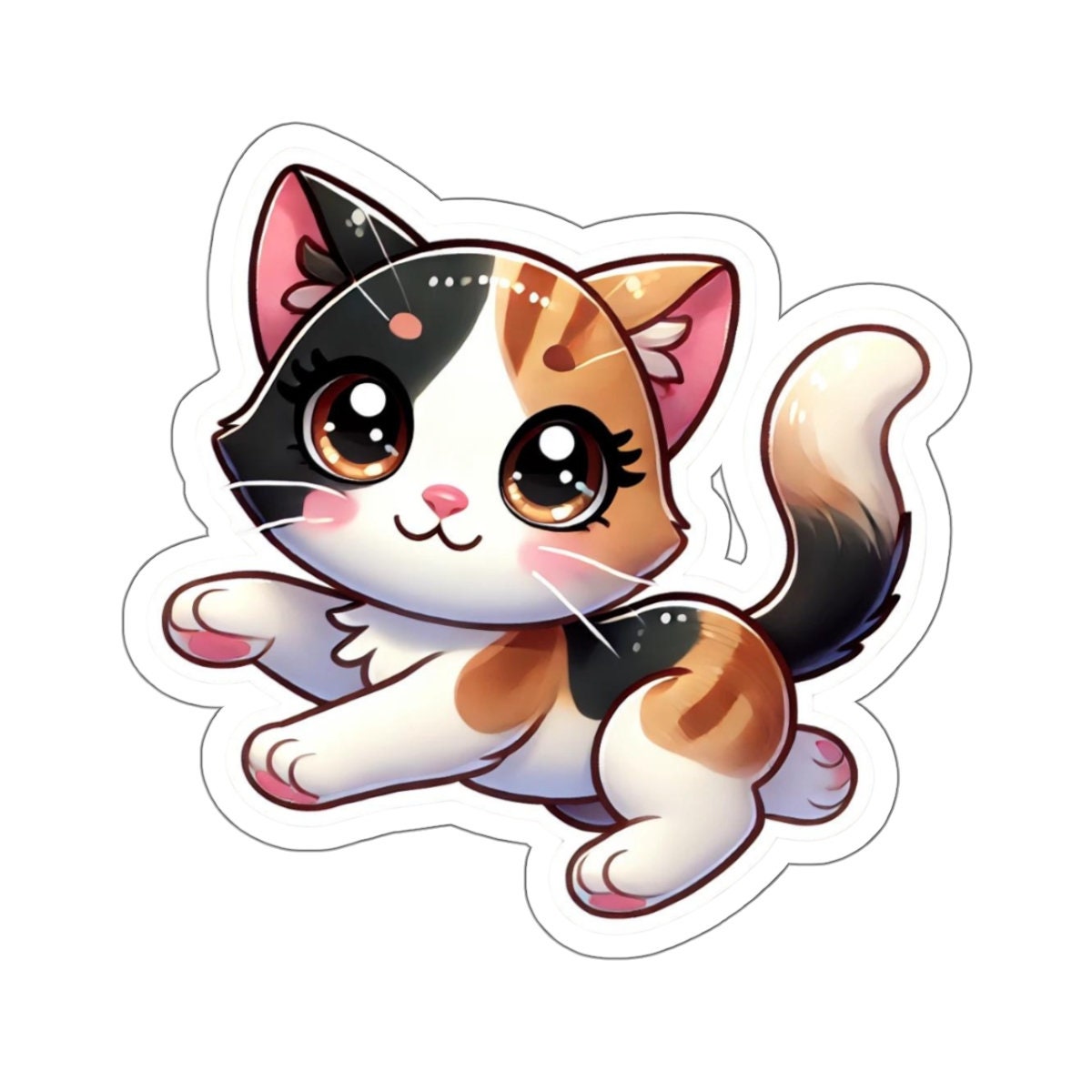 Animated Cat Sticker | Cute Cat Lover Gift | Vinyl Decal for Laptops ...
