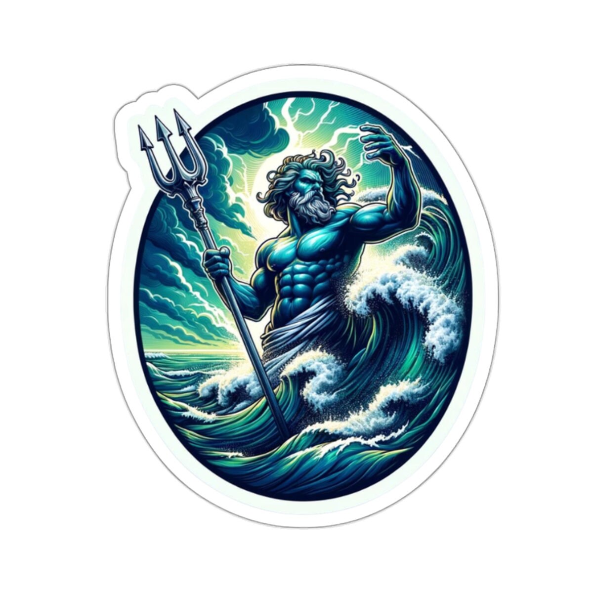 Poseidon Greek God Sticker - Sea God Decal for Laptops, Notebooks ...