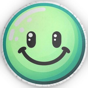 Green Smiley Face Pillow - Room Decor Gift - Cheerful Throw Cushion ...